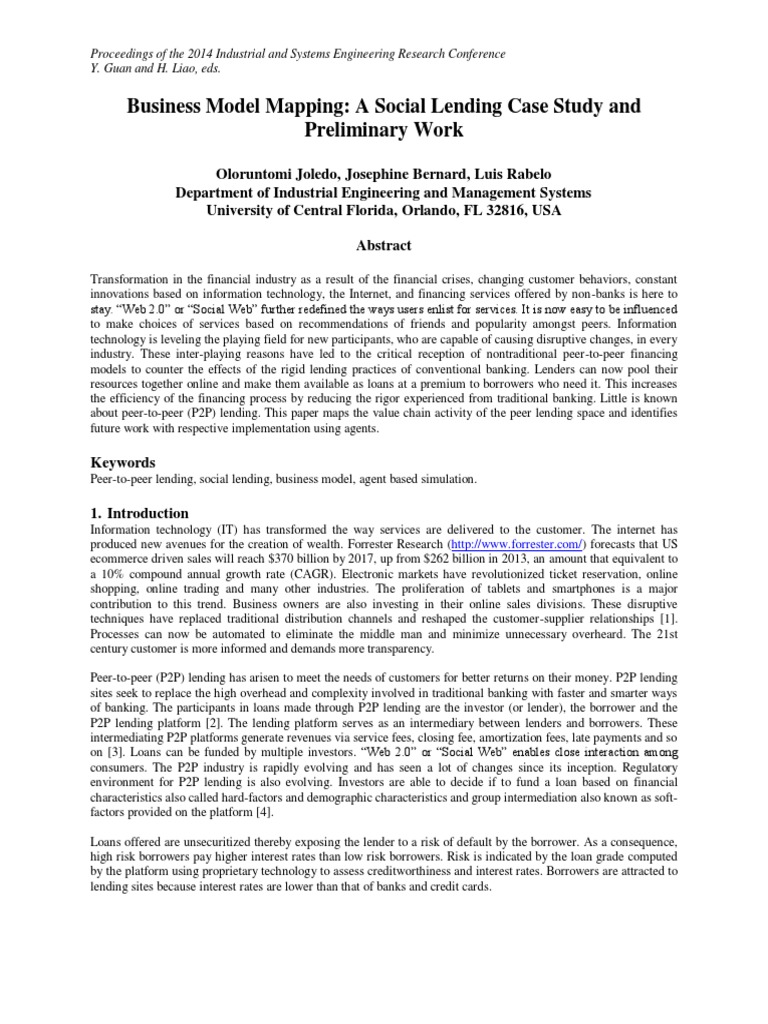Mapping the Value Chain of Peer-to-Peer Lending: A Case Study of ...