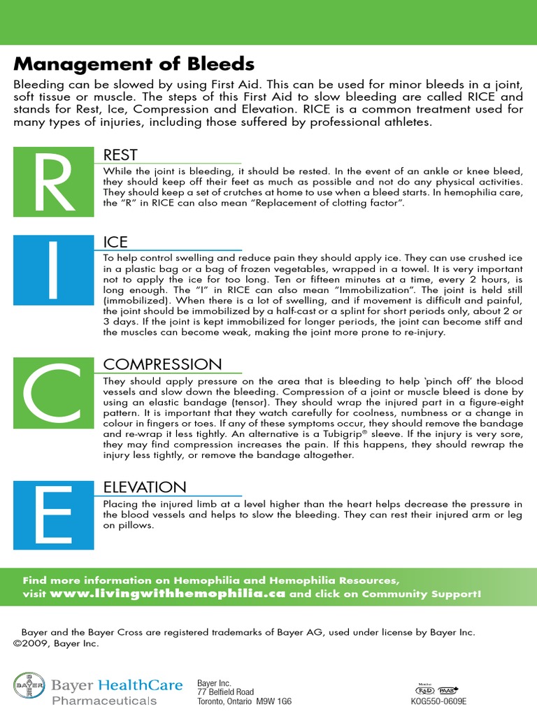 Bleeds Management-RICEhaemophilia | PDF | Bleeding | Medical Specialties