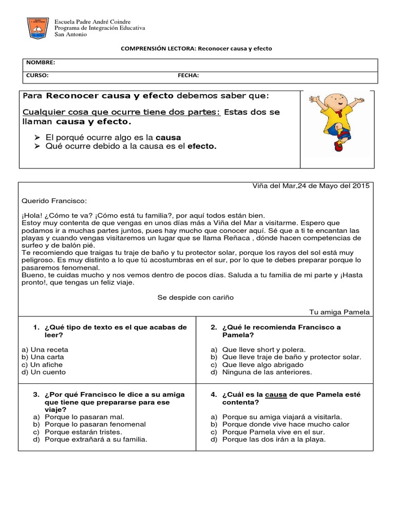 Comprension Lectora La Carta. | PDF