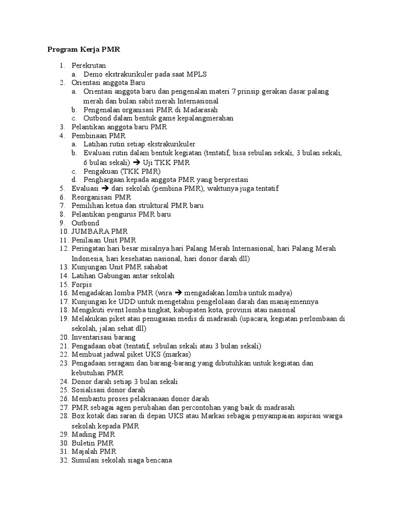 Program Kerja PMR | PDF