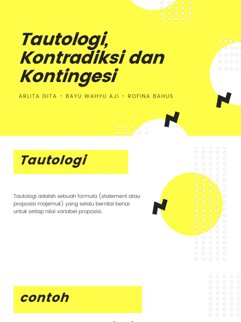 Tautologi, Kontradiksi Dan Kontingensi | PDF