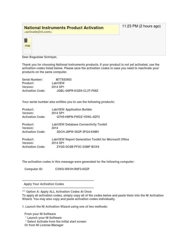 NI Product Activation Report | PDF | Software | Computer Science