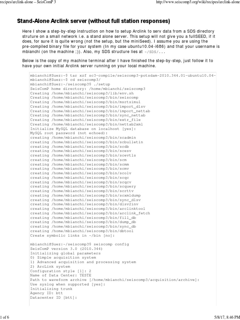 Arclink-Alone - SeisComP 3 | PDF | Databases | Telecommunications