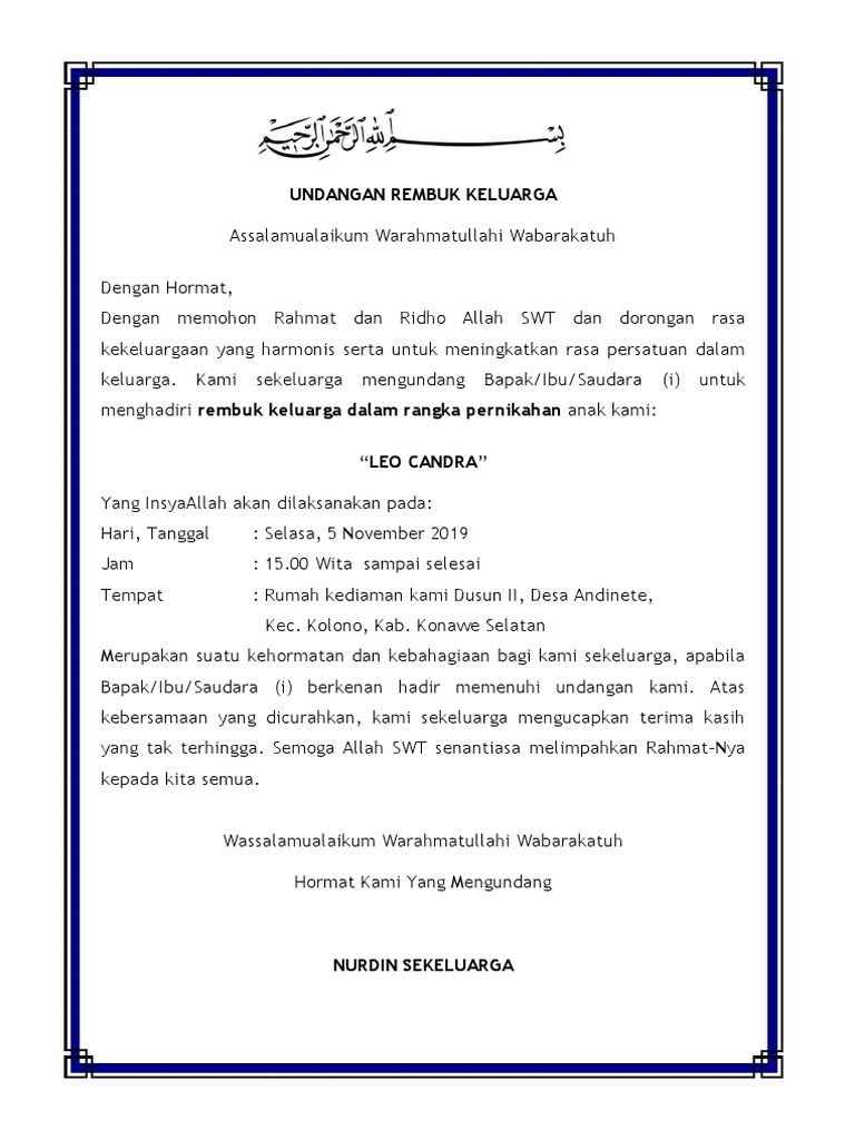 Undangan Rapat Keluarga | PDF