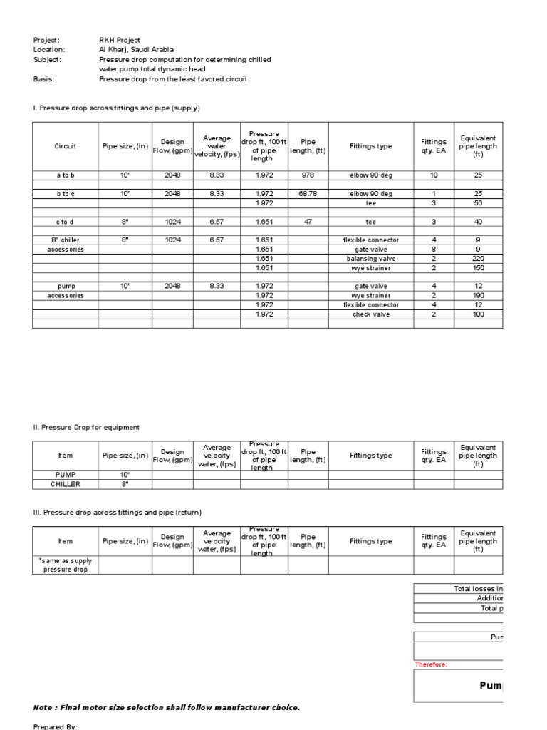 Pump Head Calculation | PDF | Pipe (Fluid Conveyance) | Valve