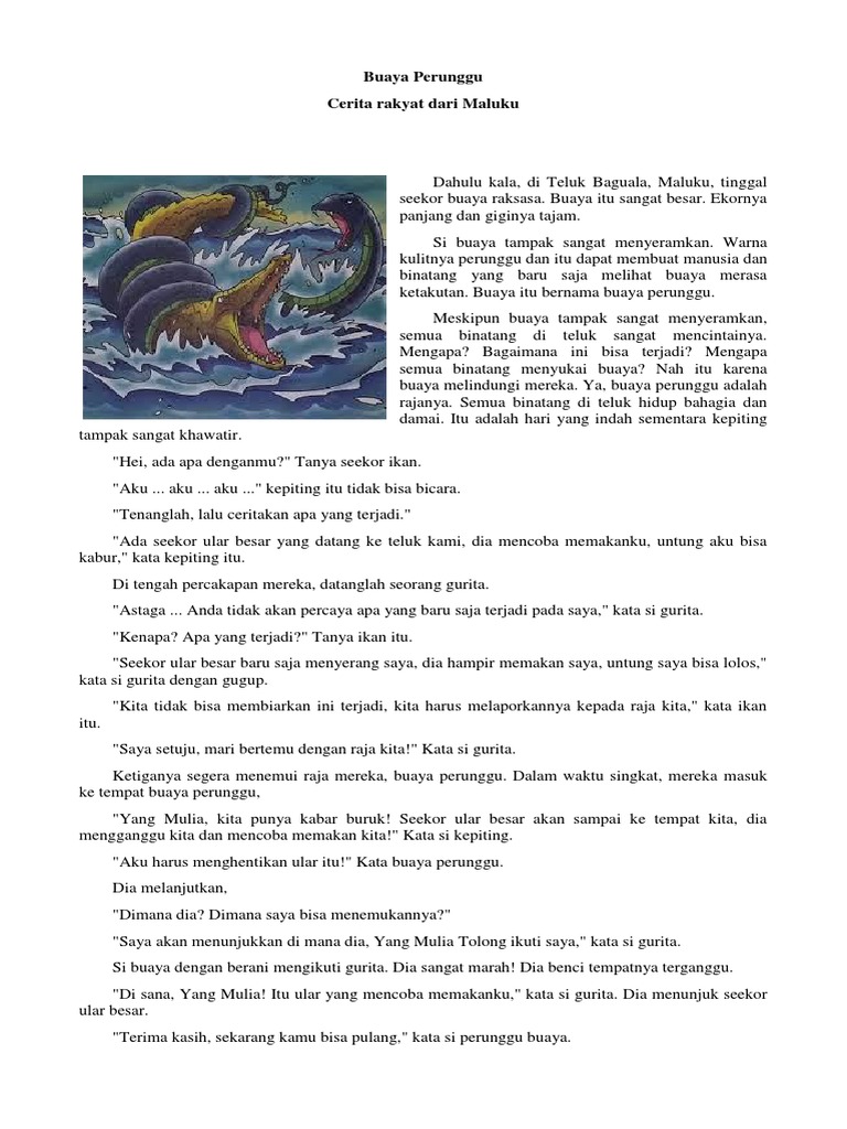 Narrative Text Legenda Buaya Perunggu | PDF