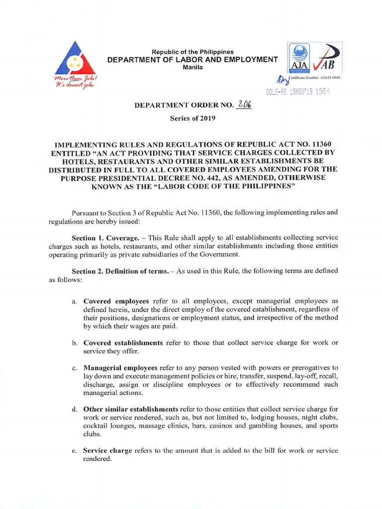 DO 206 19 IRR of RA 11360 | PDF