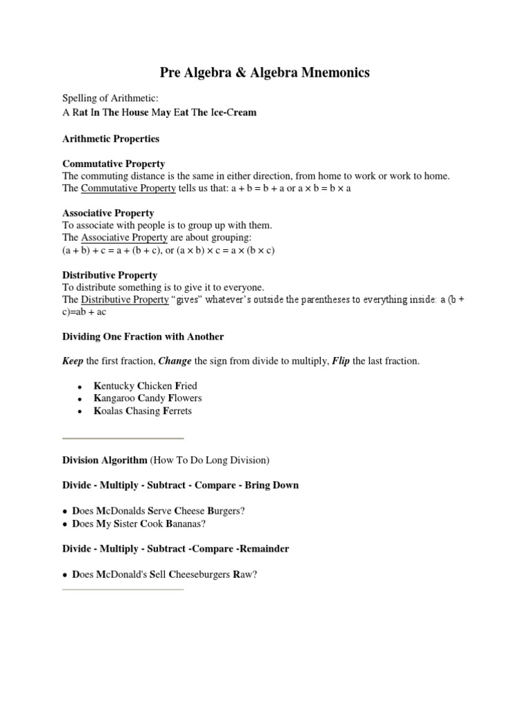 Mnemonics PDF | PDF | Multiplication | Mathematical Objects