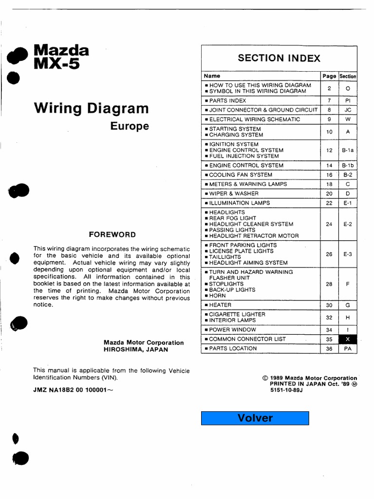 MX-5 Wiring Diagram 5151-10-89J | PDF