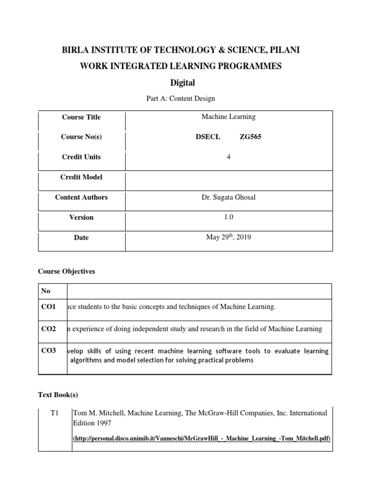 Machine Learning DSE Course Handout | PDF | Machine Learning | Statistical Classification