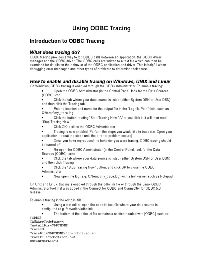 How To Read An ODBC Trace File | PDF | Debugging | Subroutine
