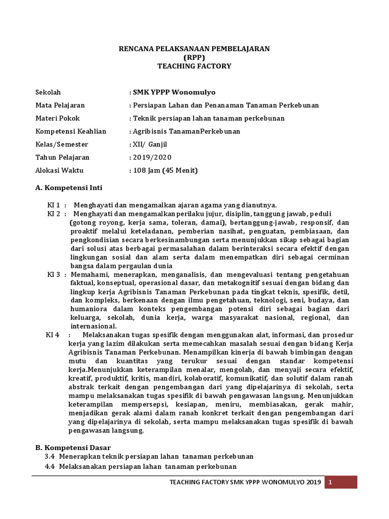 RPP Penyiapan Lahan Tefa Azizul | PDF | Seni