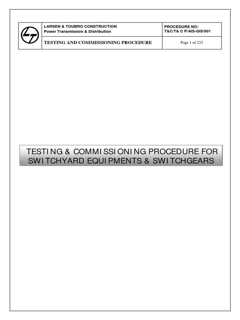 Testing and Commissioning Procedures Swyd - 2 | PDF | Transformer ...