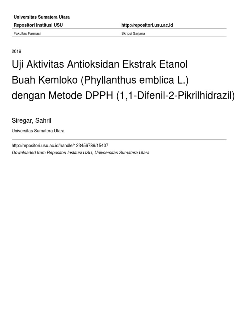 Jurnal Usu Ekstrak Etanol DPPH | PDF | Kesehatan Holistik