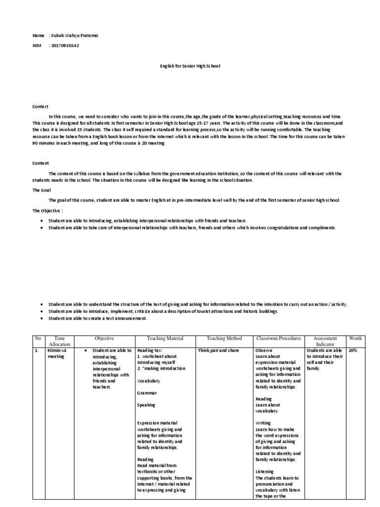 English For Senior High School | PDF | Vocabulary | Teachers