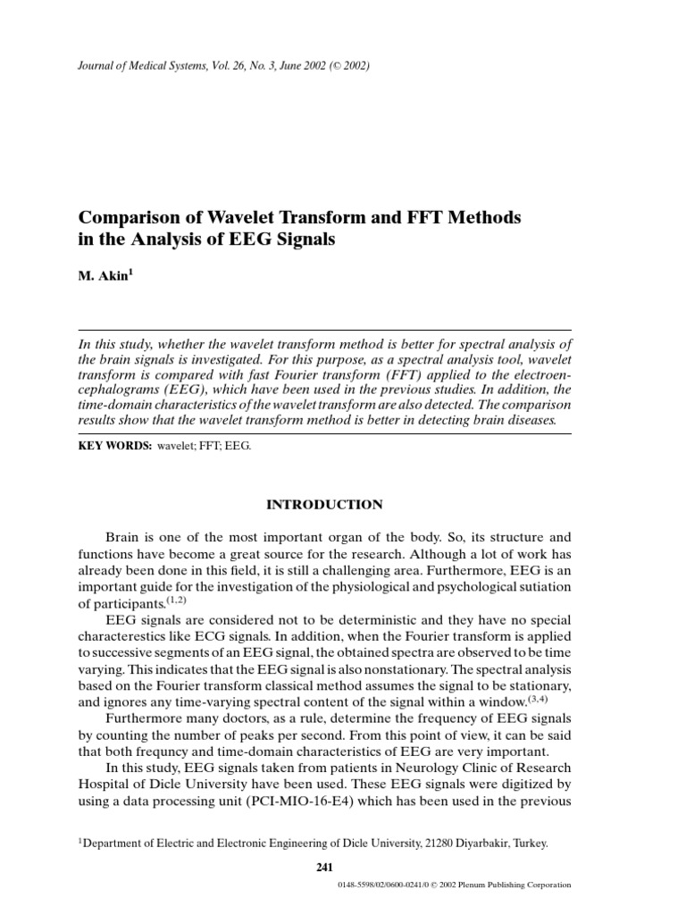 FFT Vs Wavelet Transforms | PDF | Wavelet | Electroencephalography