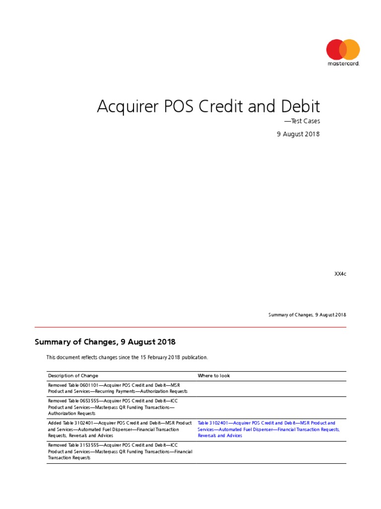 Acquirer POS Credit and Debit - Test Cases PDF | PDF | Debit Card ...