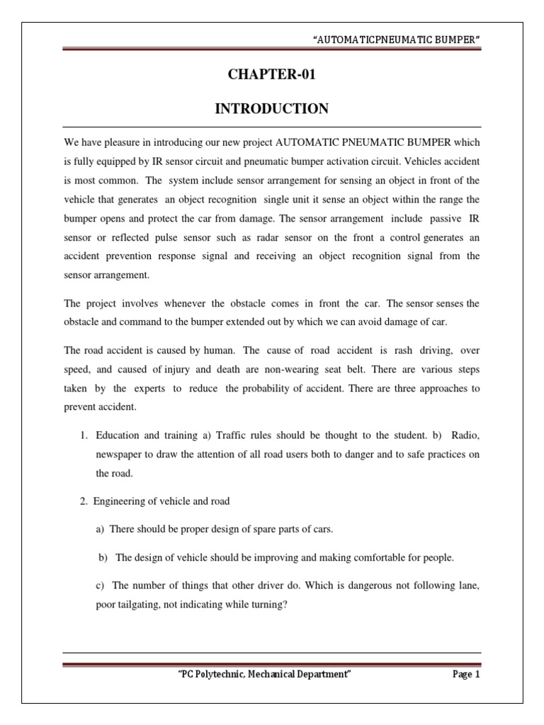 Automatic Pneumatic Bumper For 4 Wheeler With Auto Braking System | PDF ...