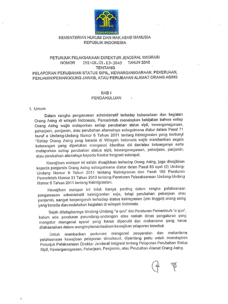Juklak Dirjenim No Imi-Gr.01.13-3849 Tahun 2016 PDF | PDF