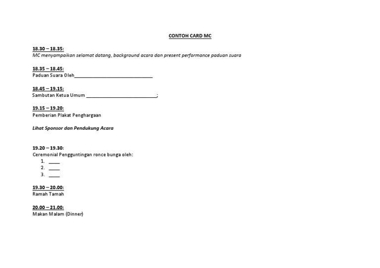 Contoh Cue Card | PDF