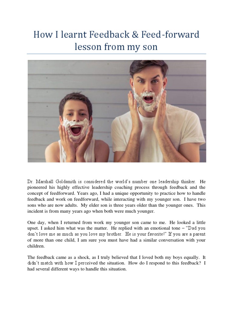 How I Learnt Feedback & Feed-Forward Lesson From My Son | Download Free ...