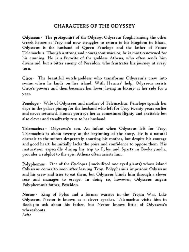 Characters of The Odyssey | PDF | Odyssey | Odysseus