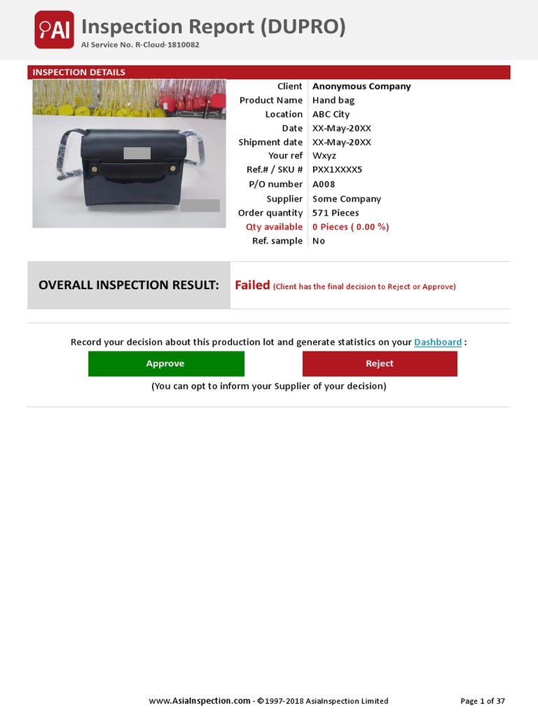 AI - Inspection Report - Bags | PDF | Barcode