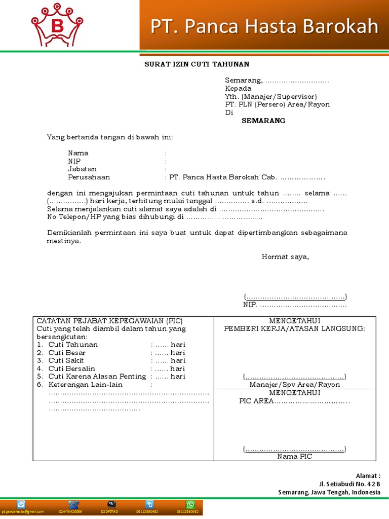 Surat Ijin Cuti | PDF