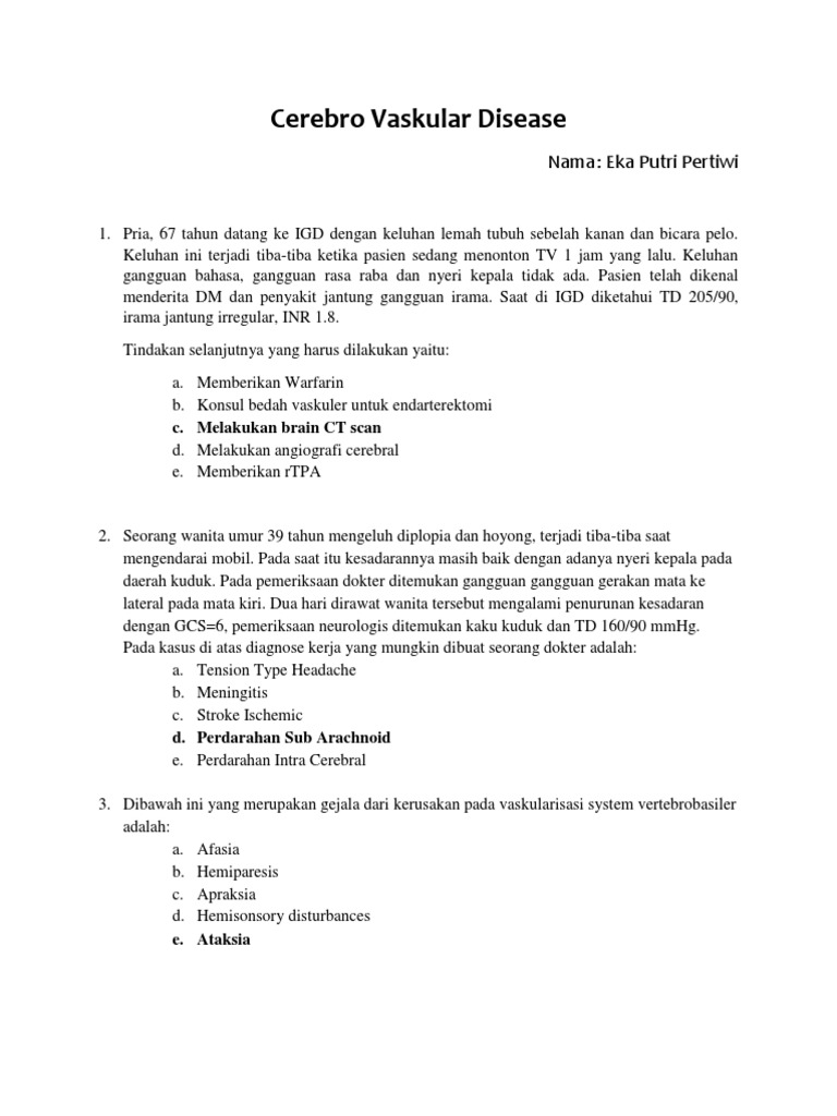 Cerebro Vaskular Disease Soal | PDF