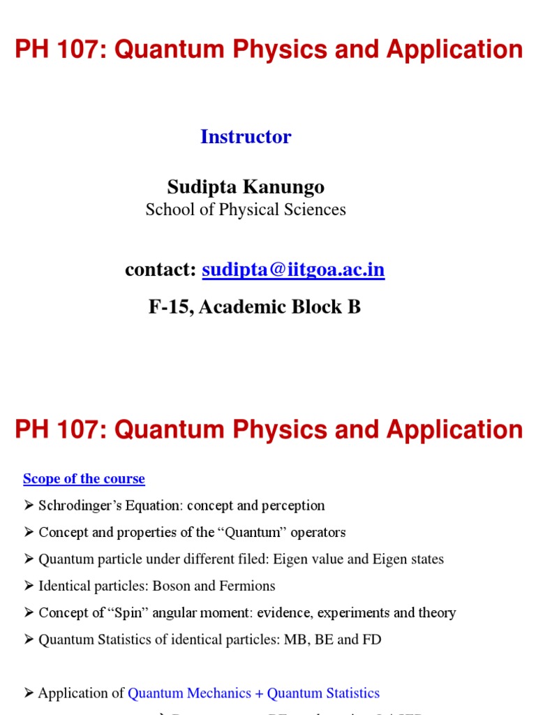 PH107 QM 1-6 PDF | PDF | Wave Function | Schrödinger Equation