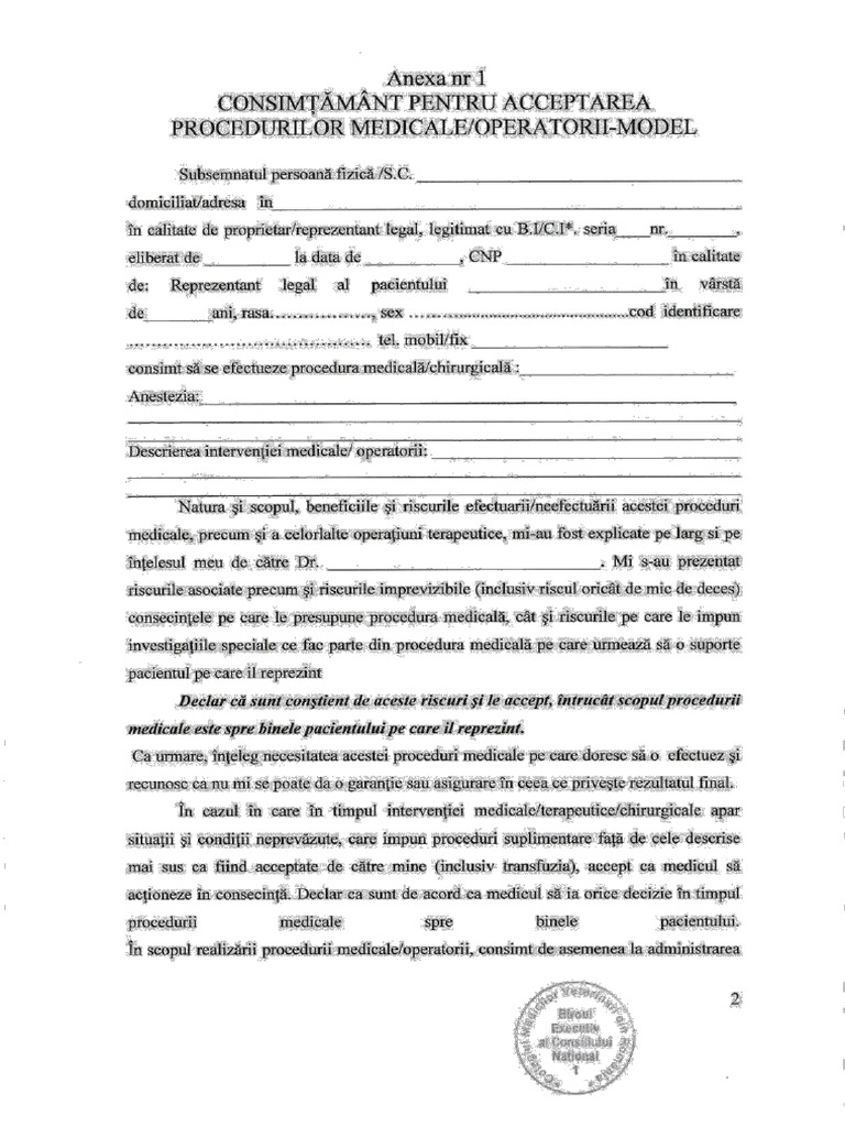 Consimtamant Operatie | PDF