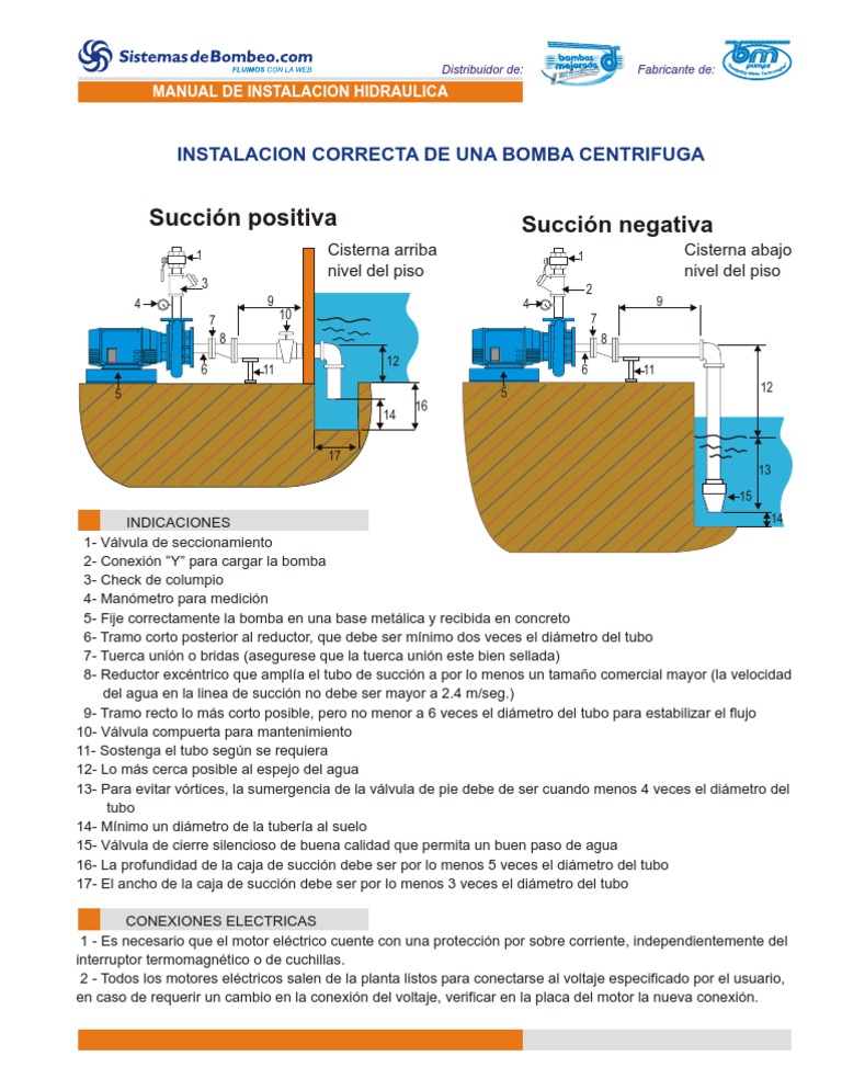 Instalación correcta de una bomba centrifuga