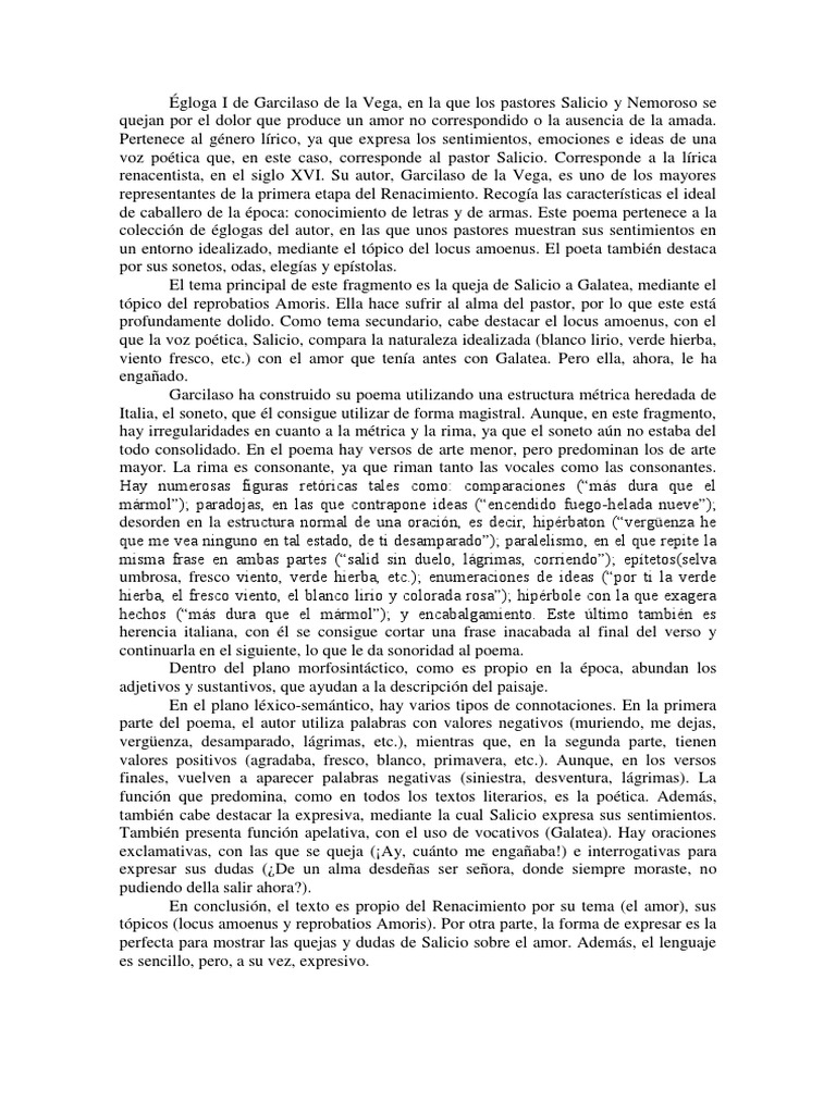Égloga I de Garcilaso de La Vega | PDF | Sonetos | Poesía