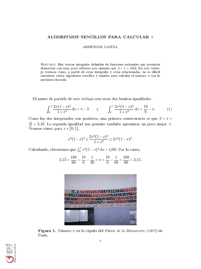 Pi Algoritmos Sencillos para Calcular Pi PDF | PDF | Pi | Sistema de ecuaciones lineales