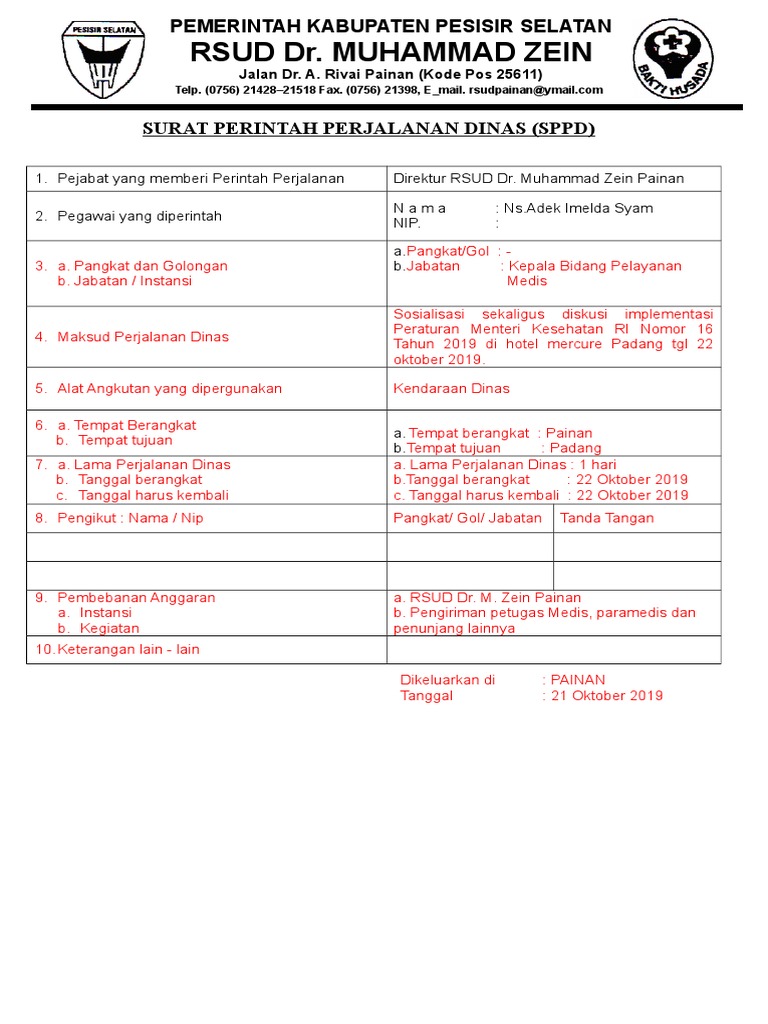 Blangko SPPD Dr. Adek | PDF