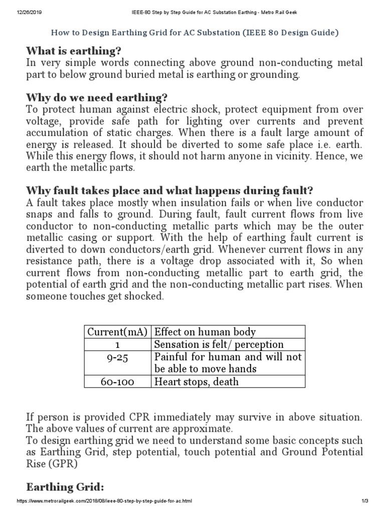 IEEE-80 Step by Step Guide For AC Substation Earthing - Metro Rail Geek ...