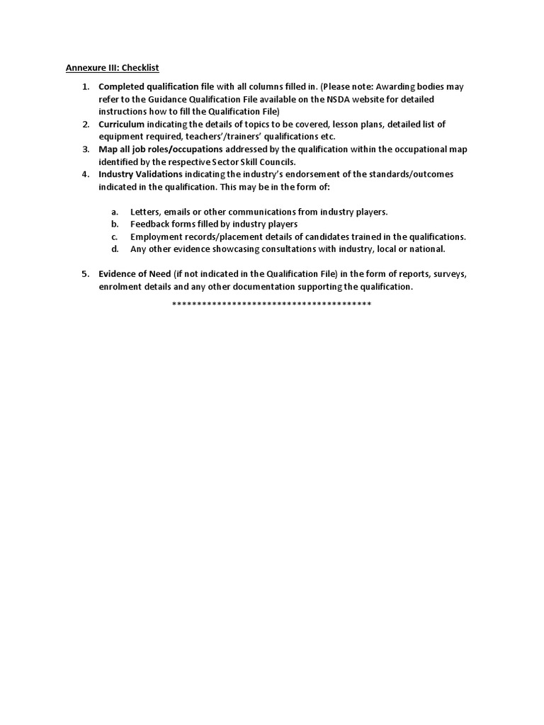 Annexure III - Checklist | PDF