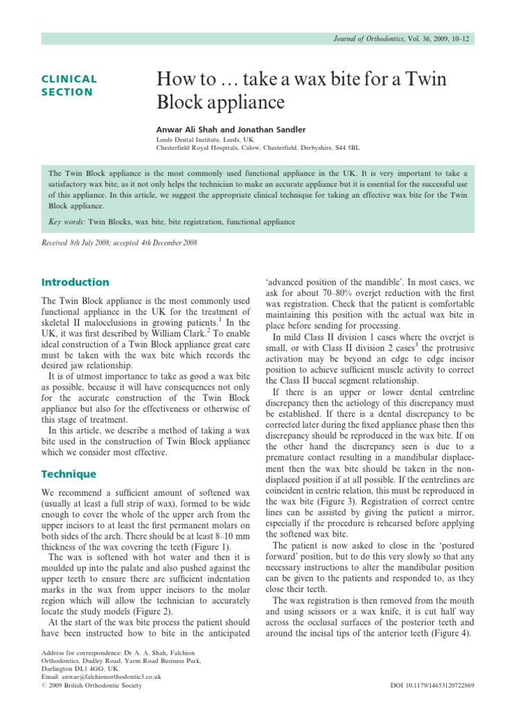 How to Take an Effective Wax Bite for Twin Block Appliances | PDF ...