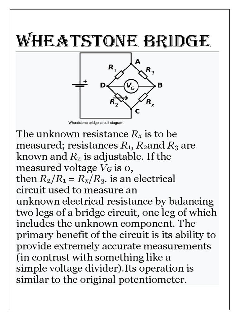 Wheatstone Bridge | PDF | Electronic Engineering | Electromagnetism