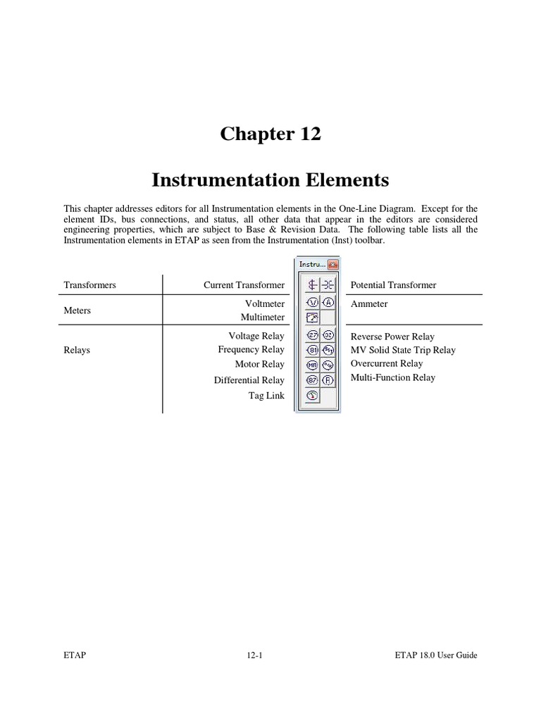 4-ETAP - Instrumentation Elements PDF | PDF | Transformer | Relay