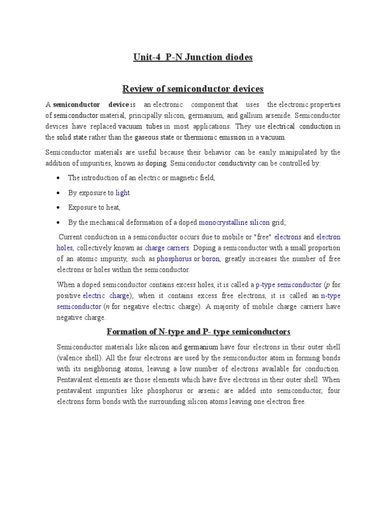 UNIT 4 PN Junction Diode Complete Notes BEE | PDF | P–N Junction ...