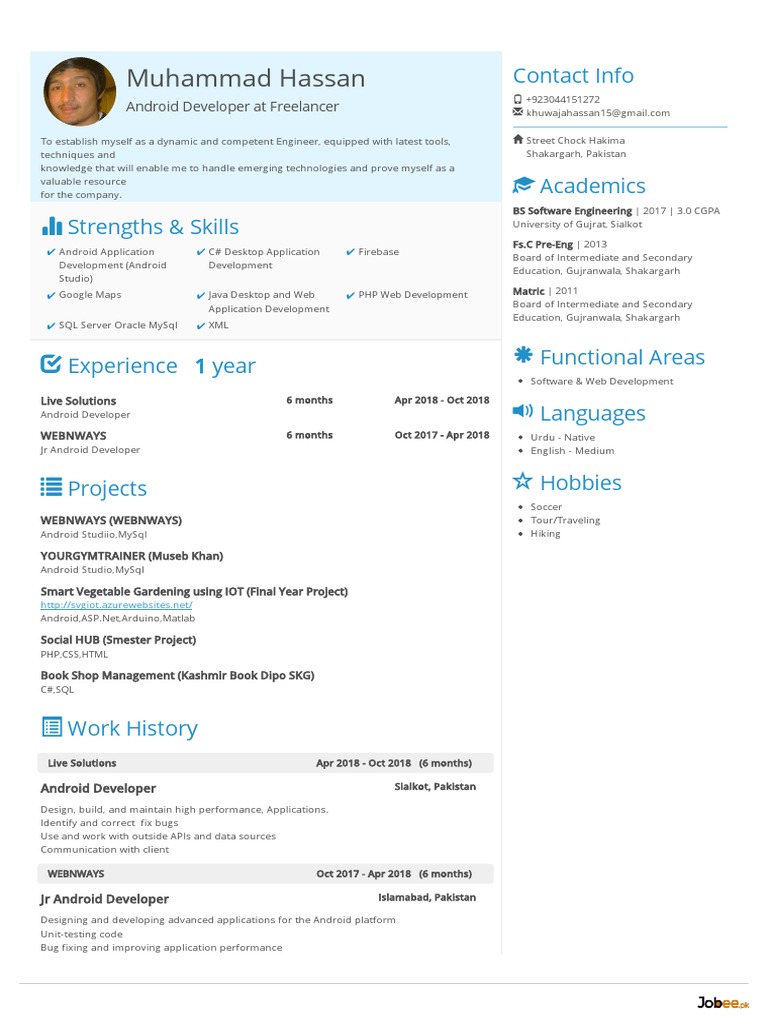 Android Developer Profile | PDF | Android (Operating System) | My Sql