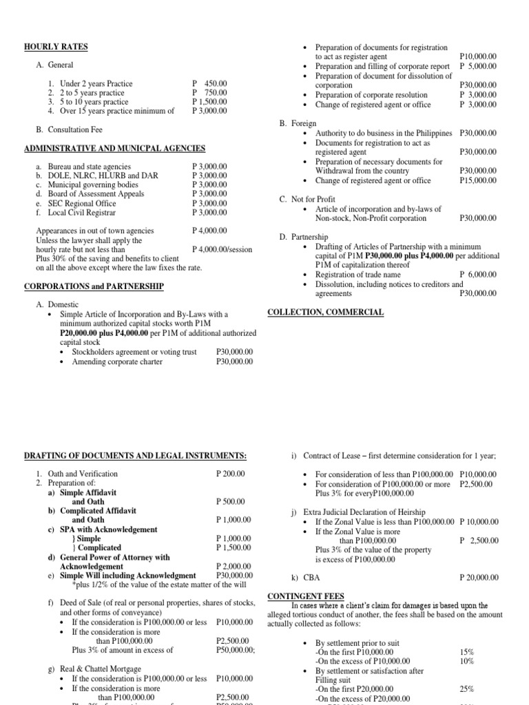 Minimum Fees For Legal Services | PDF | Attorney's Fee | Eminent Domain