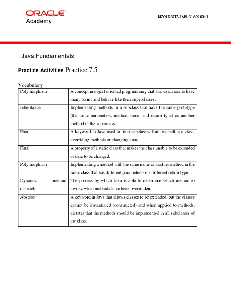JF 7 5 Practice | PDF | Class (Computer Programming) | Method (Computer Programming)
