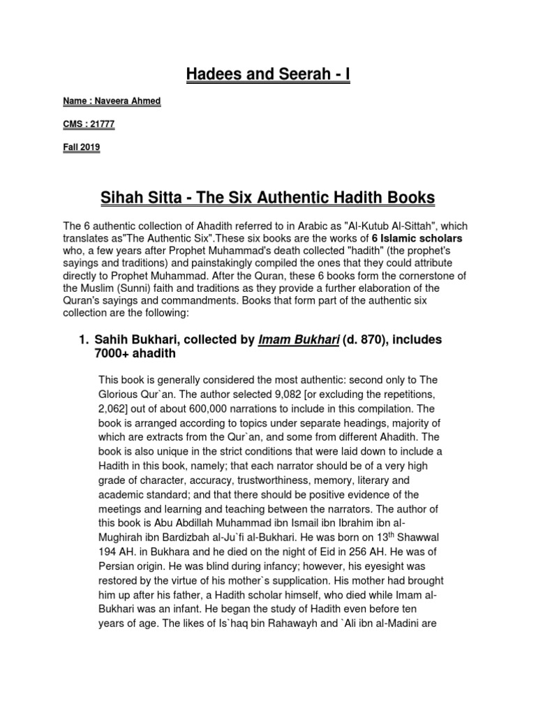 Sihah Sitta | PDF | Hadith | Prophets Of Islam