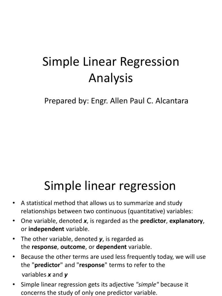 Simple Linear Regression Analysis PDF | PDF | Dependent And Independent ...