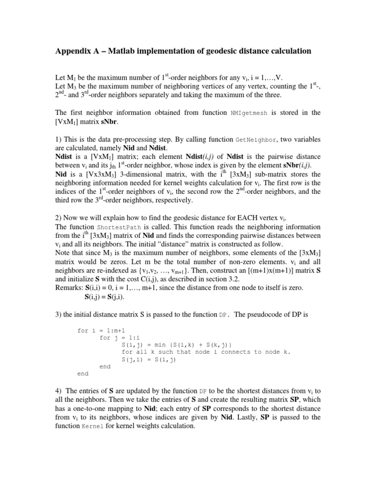 Calculating Geodesic Distances Between Vertices and Their Neighbors in ...