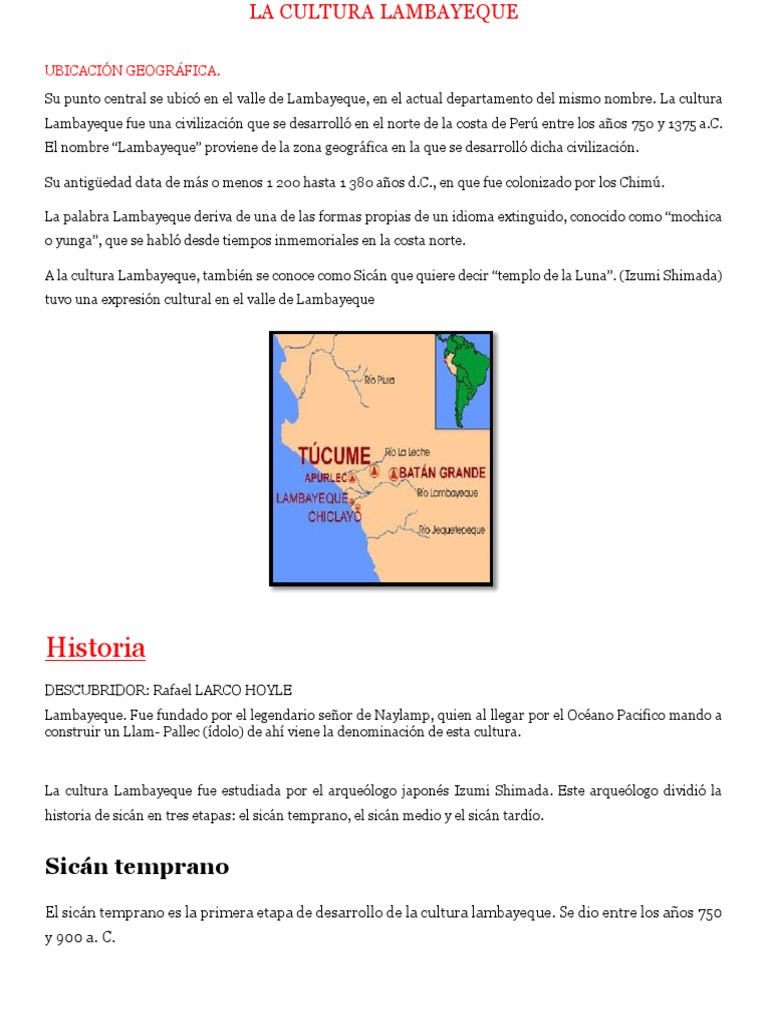 La Cultura Lambayeque | PDF | Cultura (general) | Arqueología