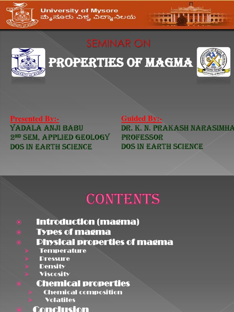 Physical Properties of Magma Anji Babu Ppts | PDF | Magma | Lava