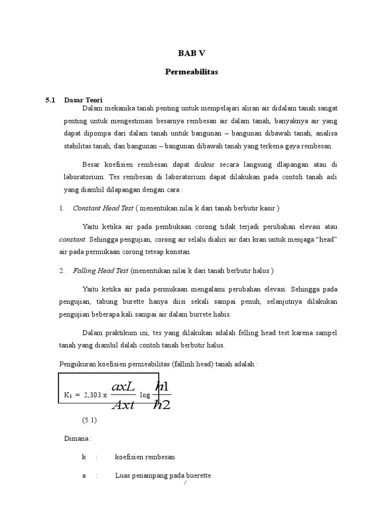 Analisis Koefisien Permeabilitas Tanah Melalui Metode Falling Head Test ...